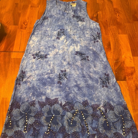 Peppermint | Dresses | Peppermint Bay Blue Floral Sleeveless Dress Size ...